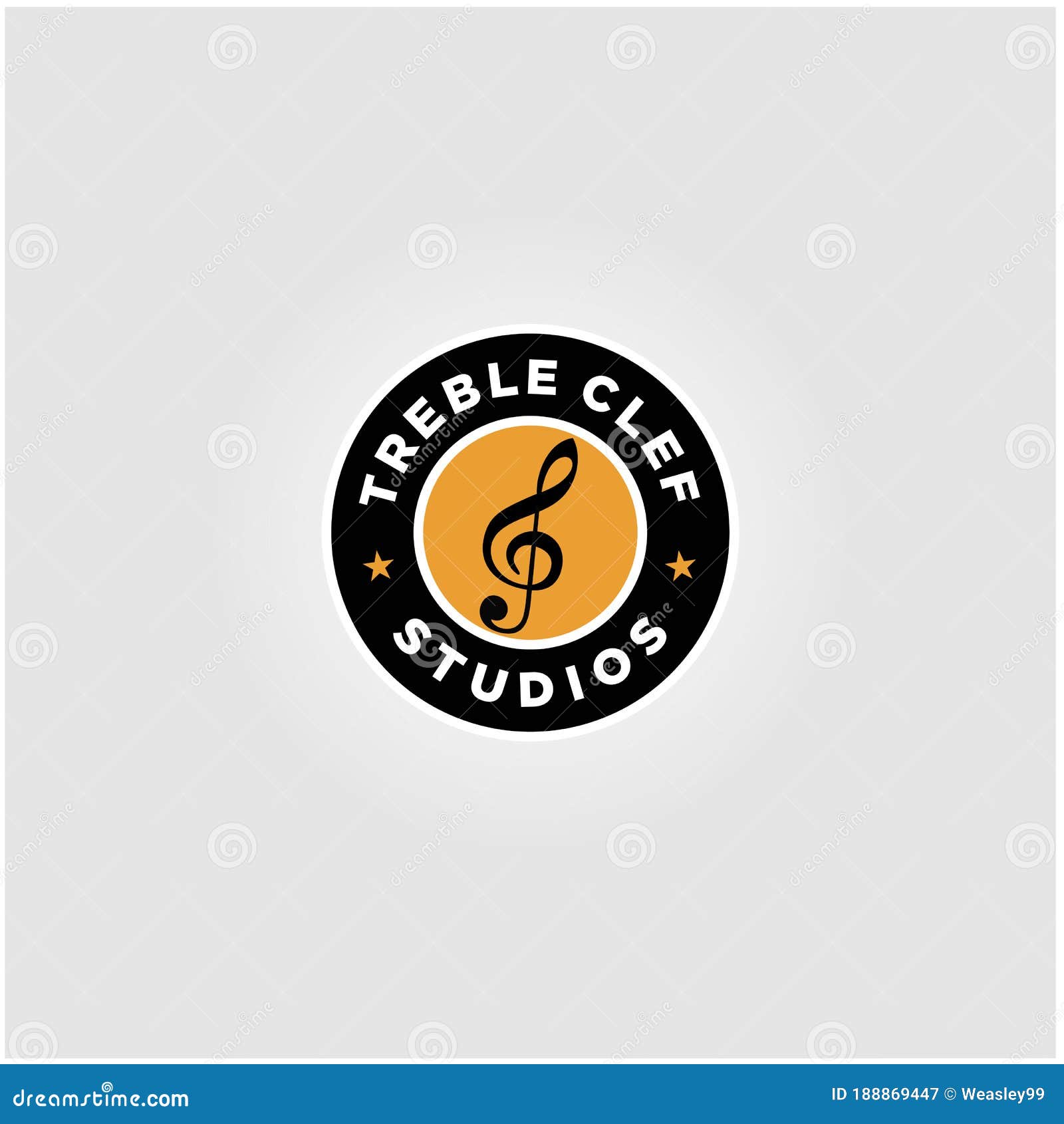 Treble Clef Emblem Badge / Stamp Logo Design Stock Vector ...
