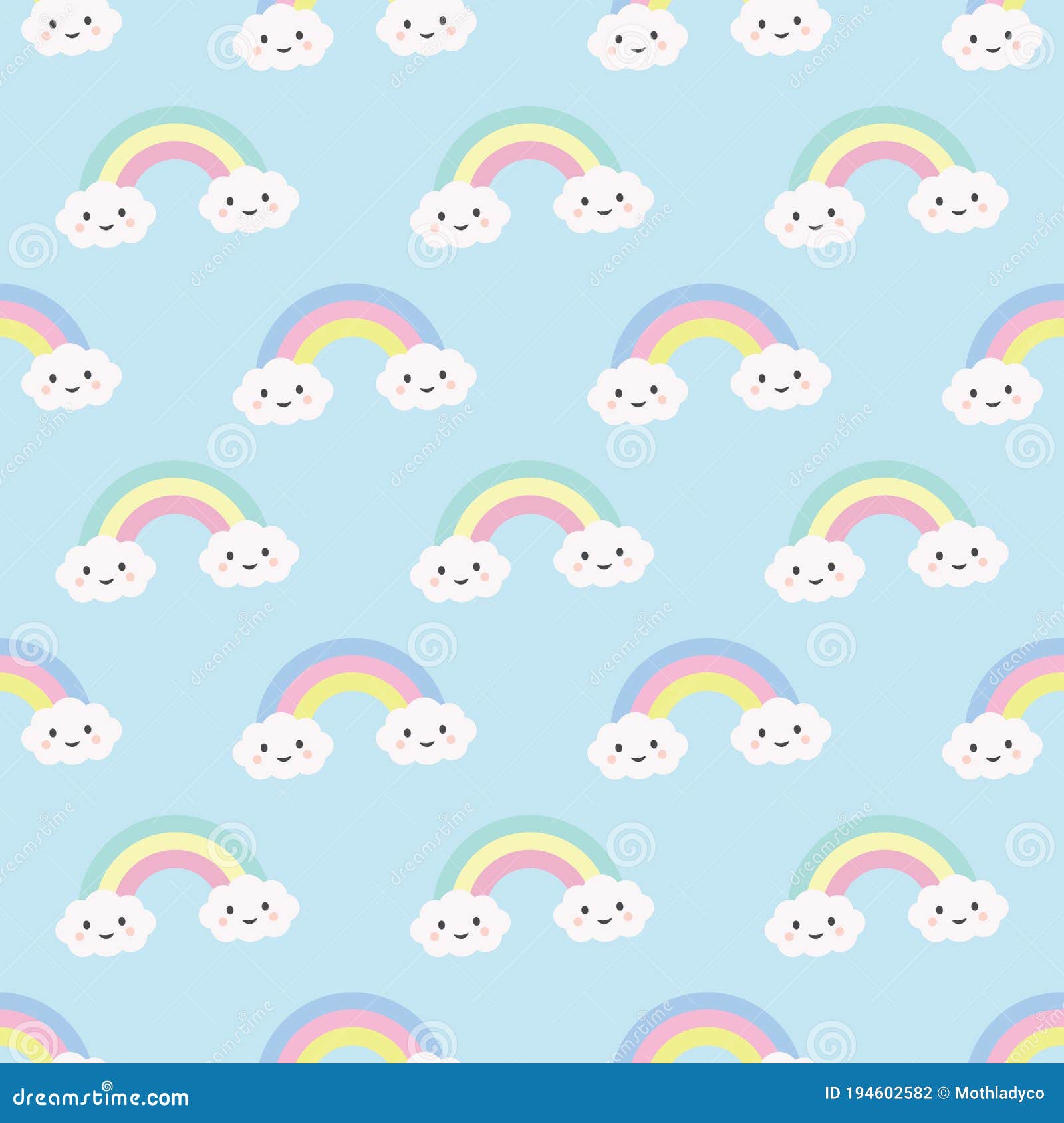 Rainbow Cartoons Cute Repeat Pattern Design for Kids Stock Vector ...