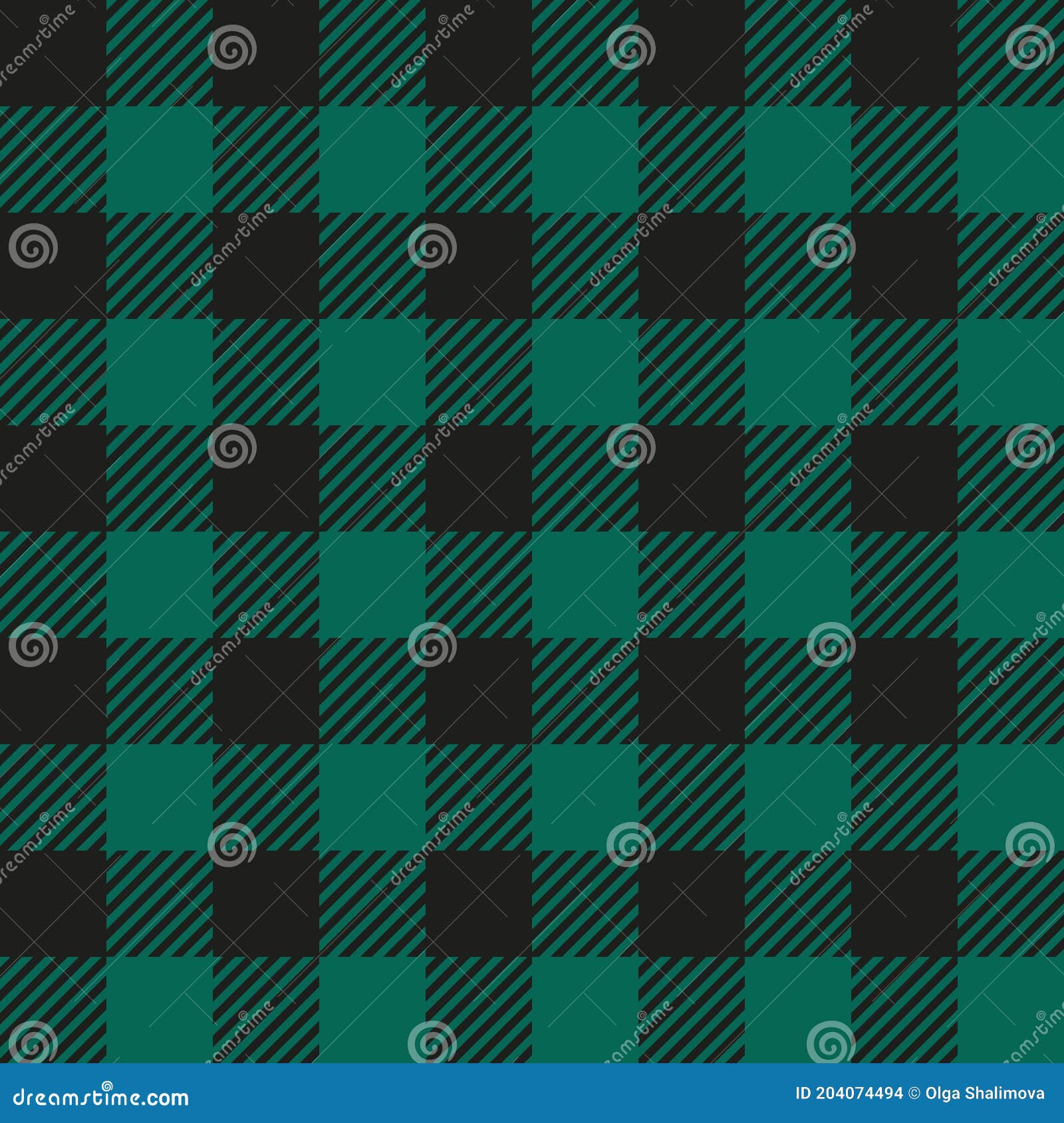Green Buffalo Check Plaid Seamless Pattern - Classic Style Green and ...