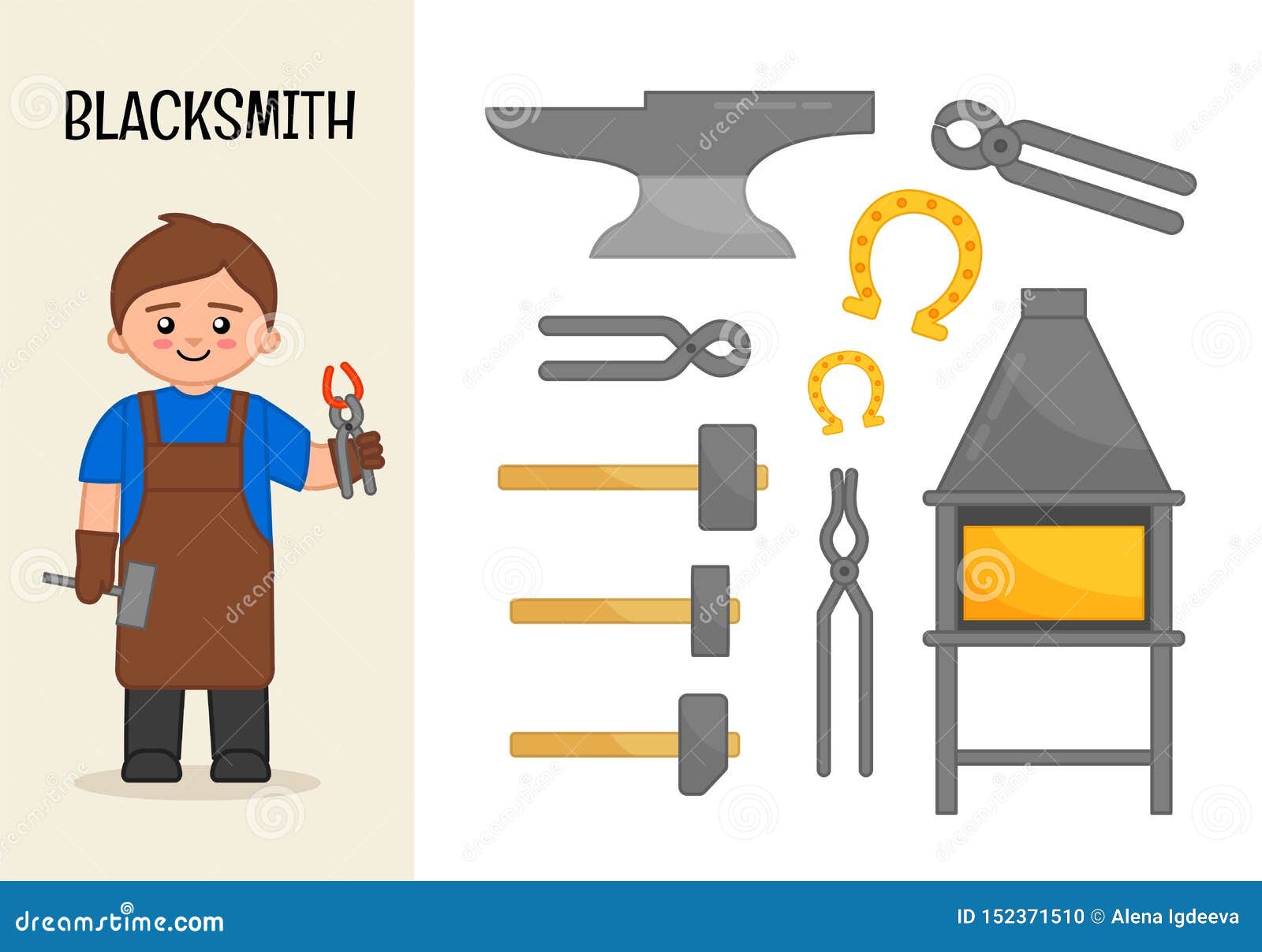 Vector Character Blacksmith. Stock Vector - Illustration of equipment ...