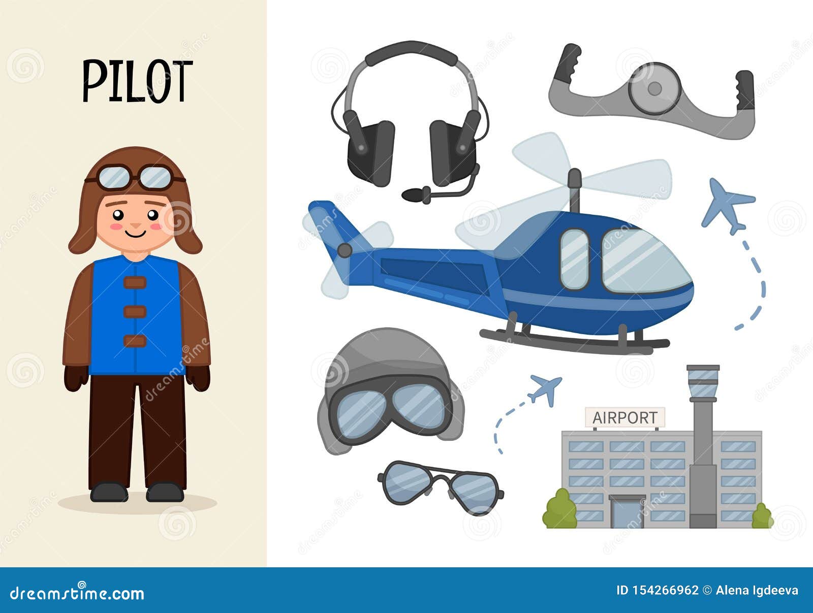 Vector character pilot. stock vector. Illustration of equipment - 154266962