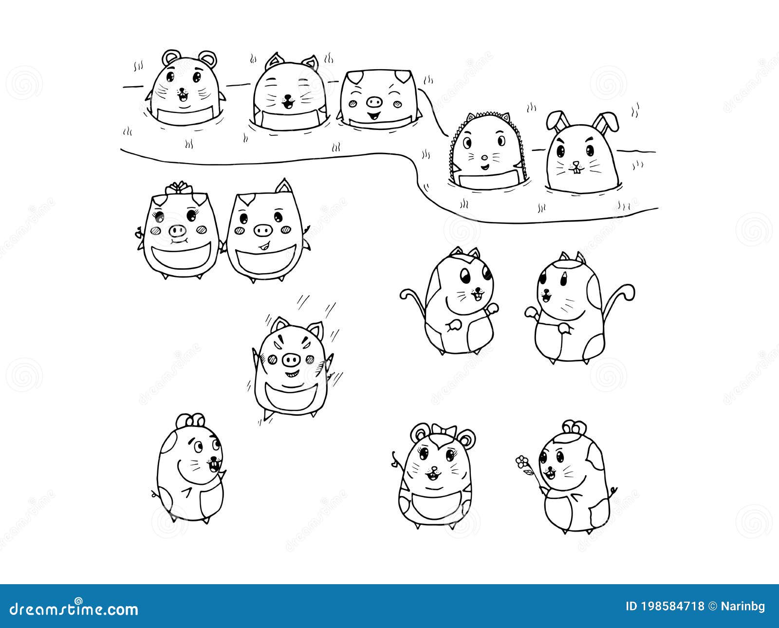 Vector Doodle of Animal Groups with Friends on Adventure Design Stock ...