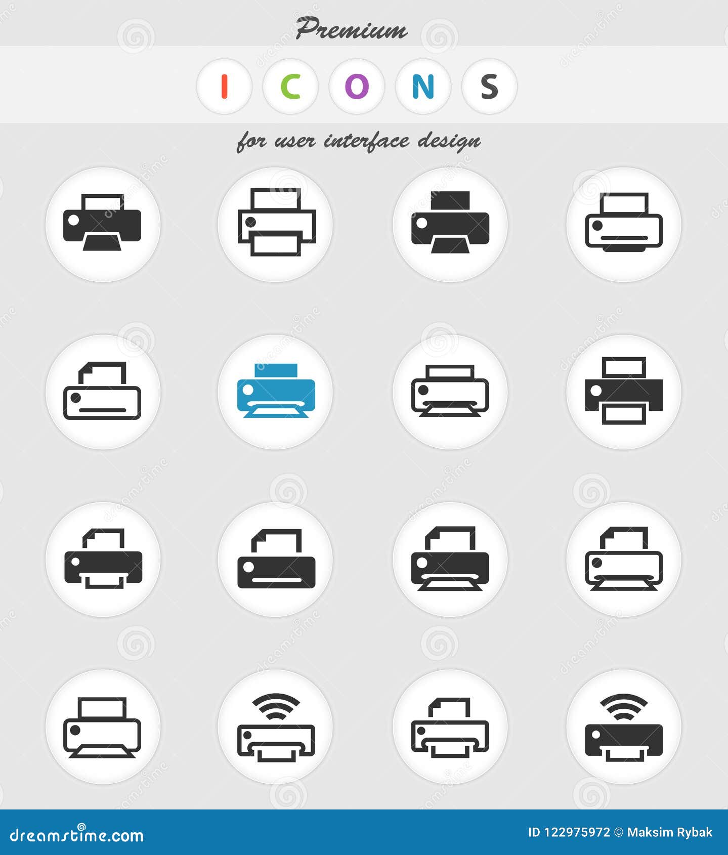 Print icon set stock vector. Illustration of symbol - 122975972