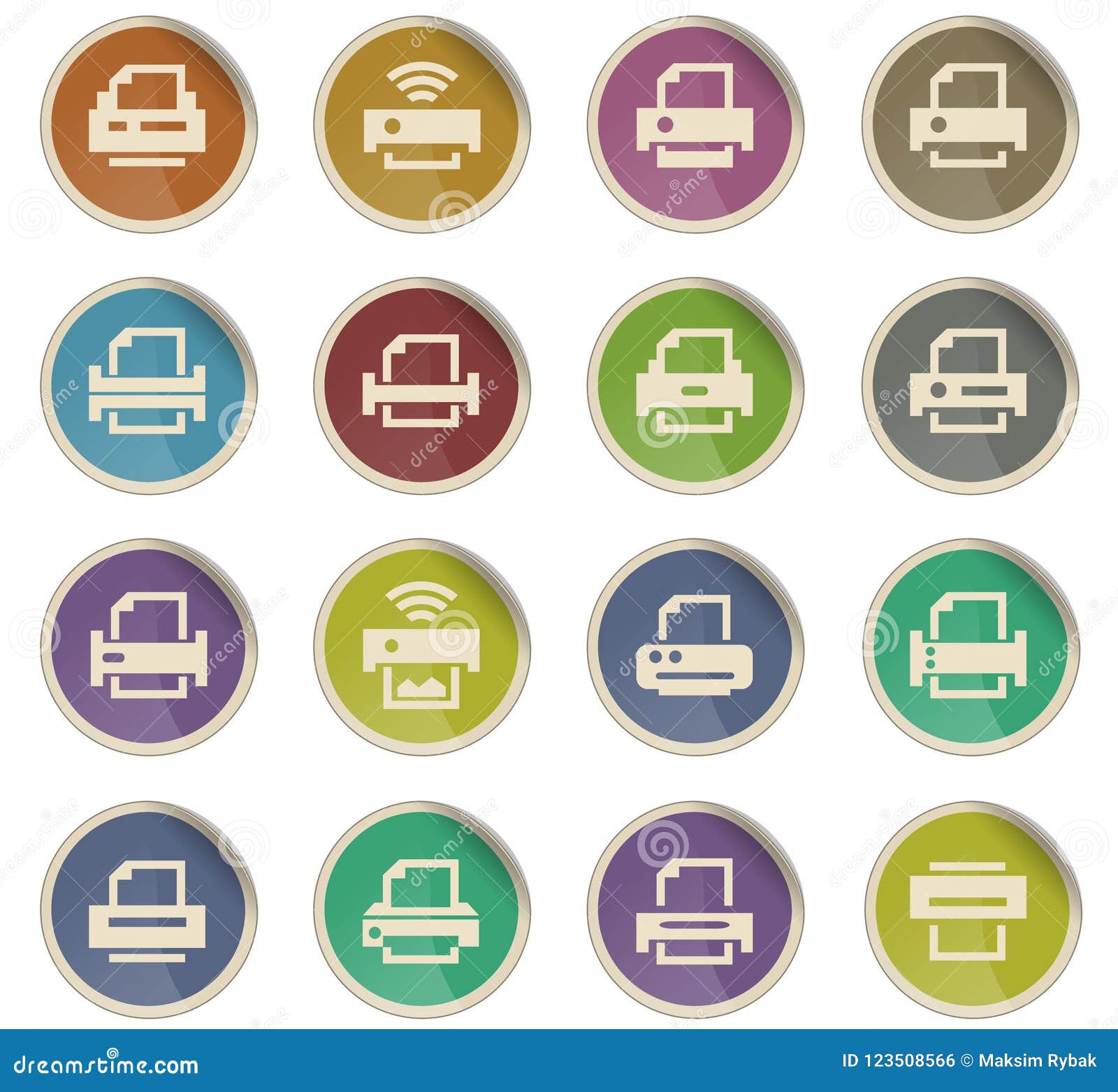 Print icon set stock vector. Illustration of black, printer - 123508566