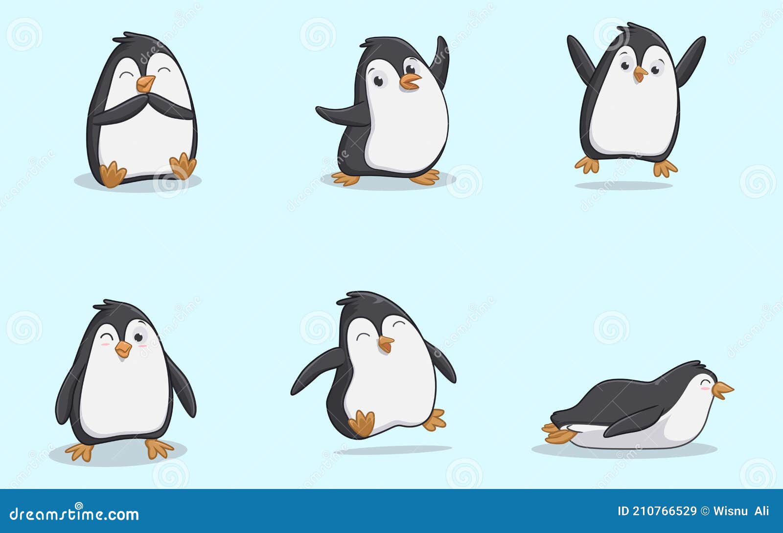 Cute Penguins in Different Poses Stock Vector - Illustration of ...