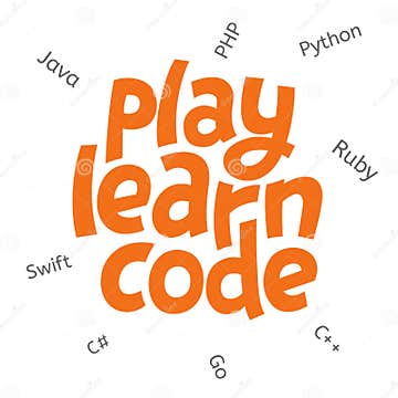 A Vector Image with a Lettering `play Learn Code`. a Children Coding ...