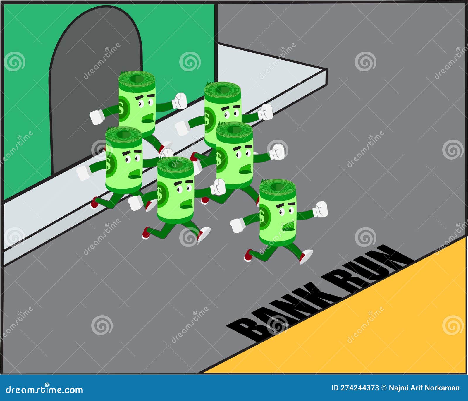 Bank run stock vector. Illustration of market, inflation - 274244373