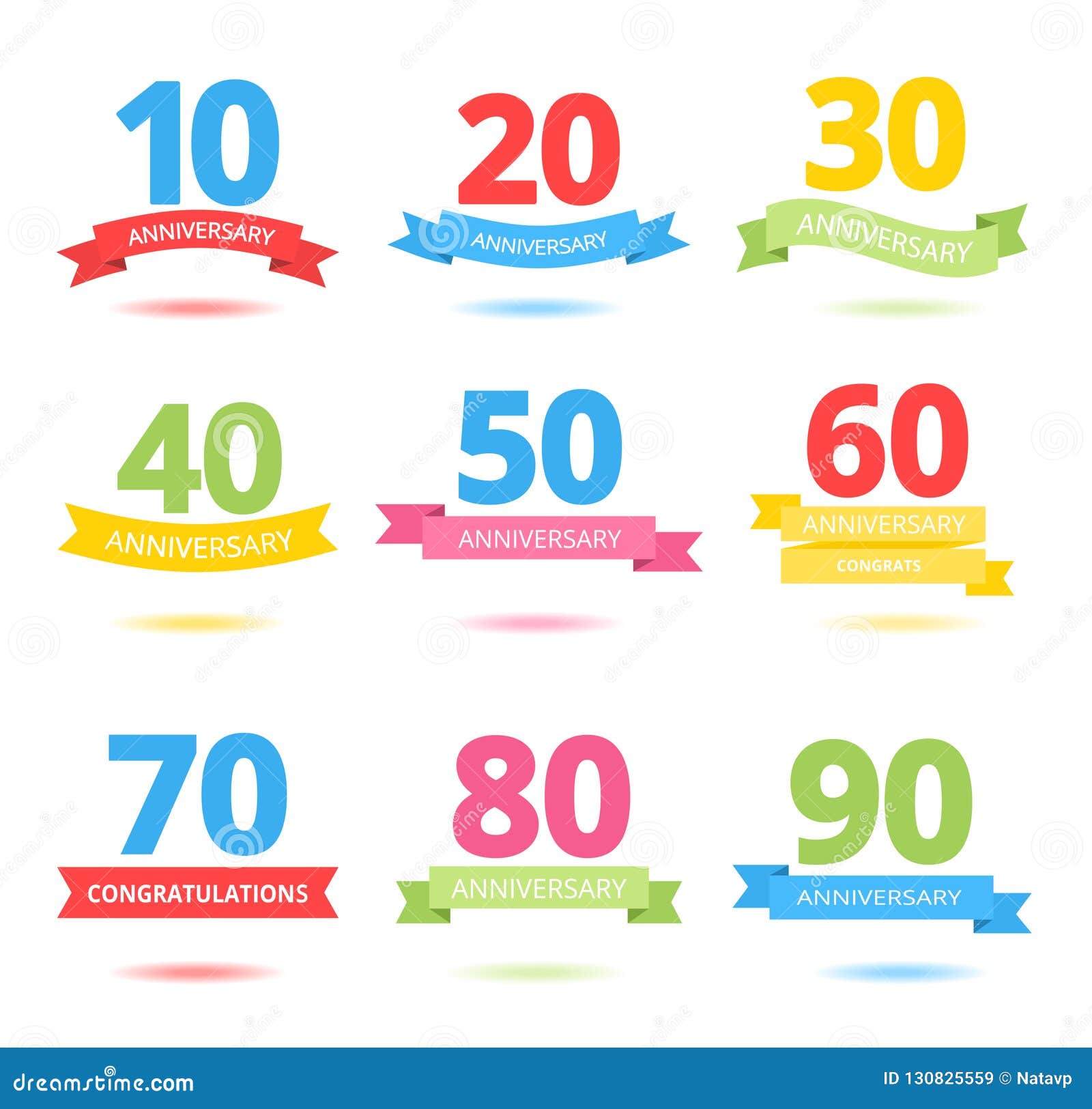 Vector Set of Anniversary Numbers Design. Stock Vector - Illustration ...