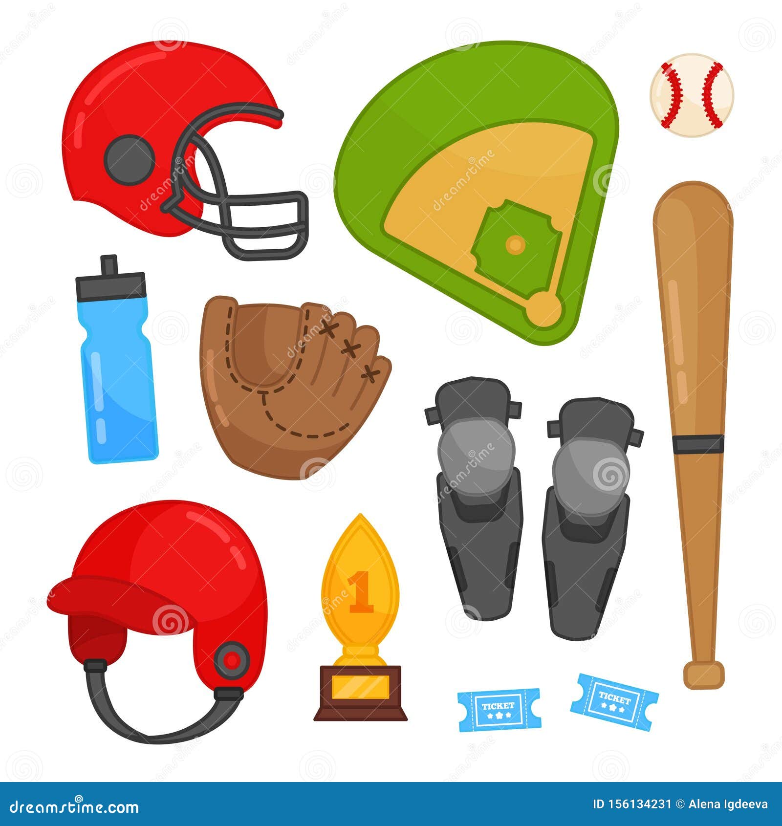 Baseball Equipment Set, Vector Isolated Illustration. Realistic ...