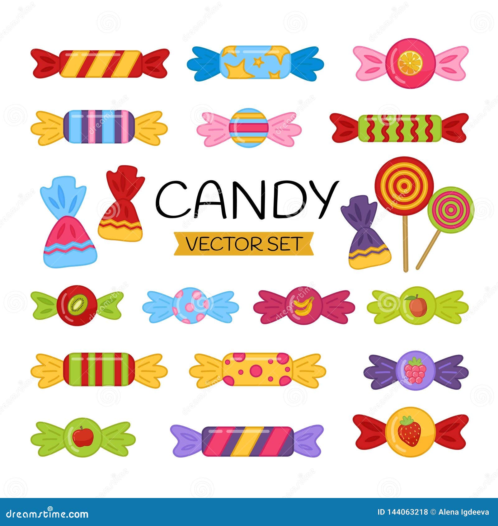 Vector Set of Cartoon Candies Stock Vector - Illustration of cartoon ...