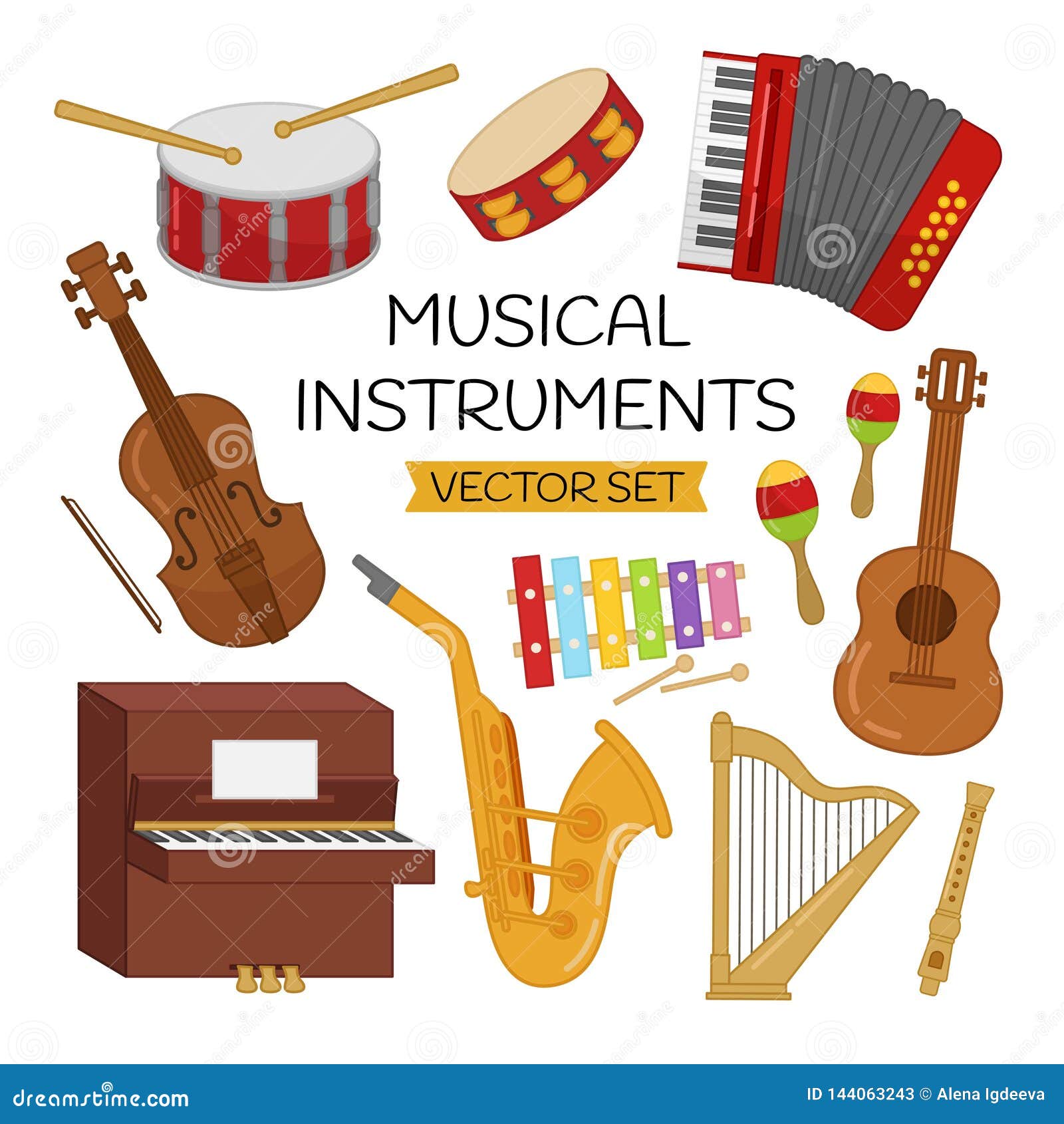 Vector Set of Musical Instruments Stock Vector - Illustration of piano ...