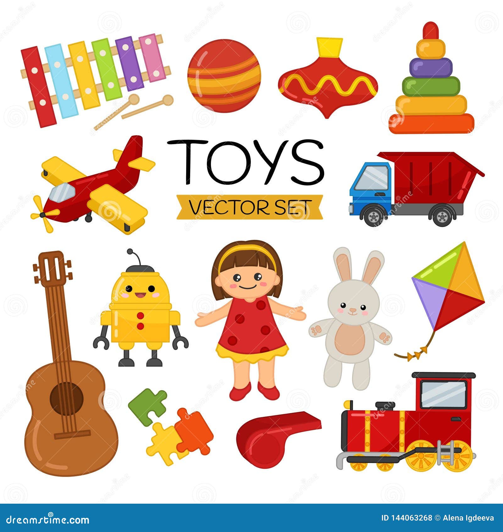 Vector Set of Cartoon Toys. Stock Vector - Illustration of baby ...