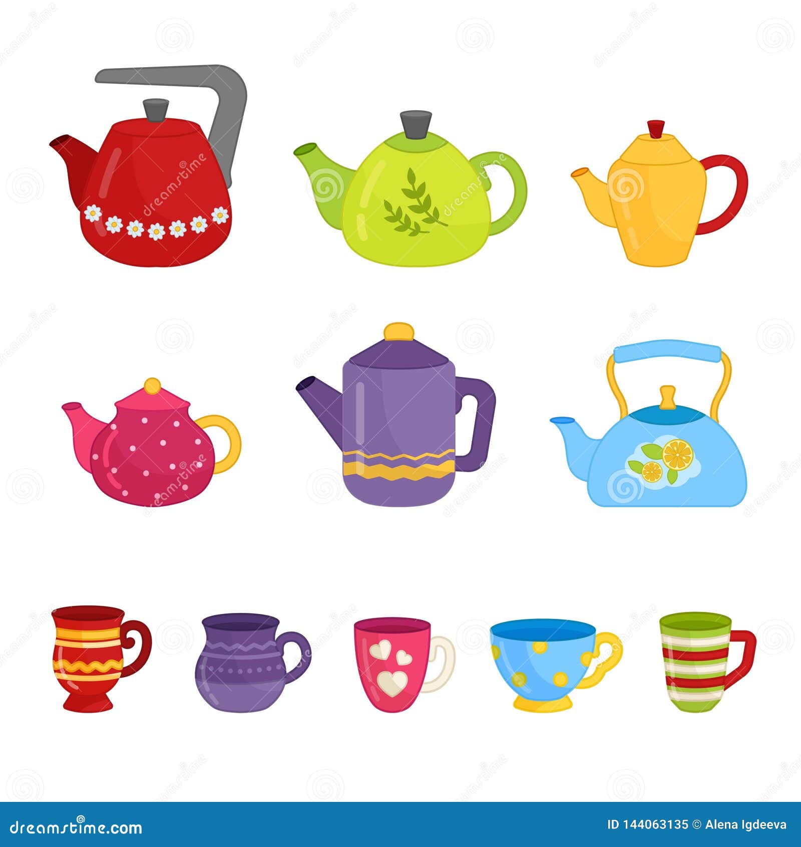 Vector set of dishes. stock vector. Illustration of cute - 144063135