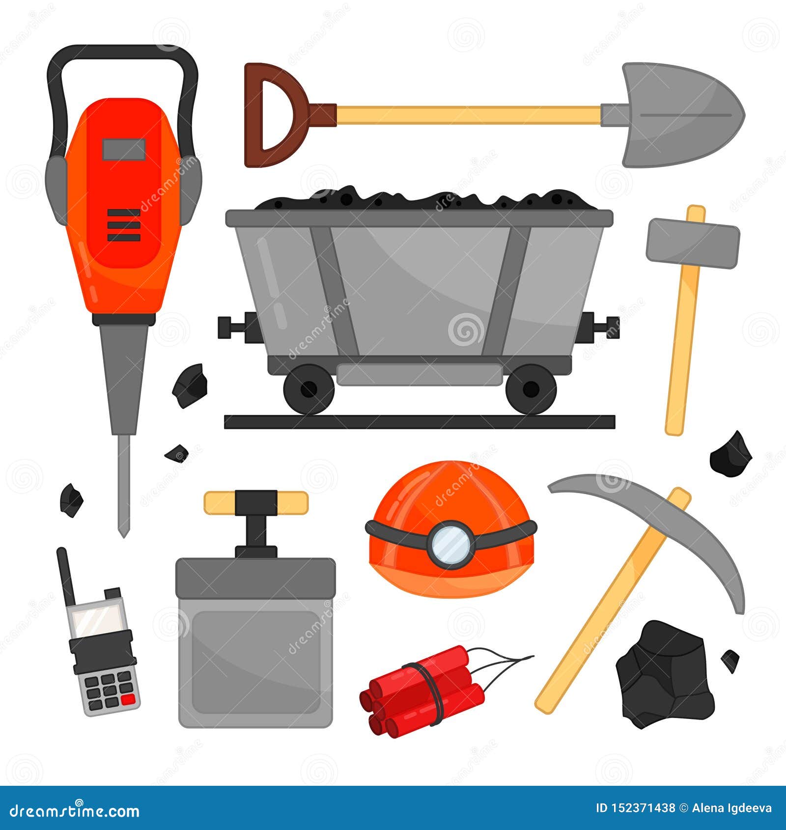 Vector Set of Mining Equipment Stock Vector - Illustration of design ...