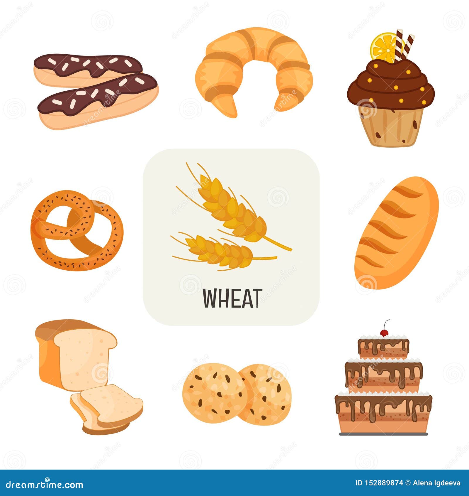 Wheat products stock vector. Illustration of isolated - 152889874