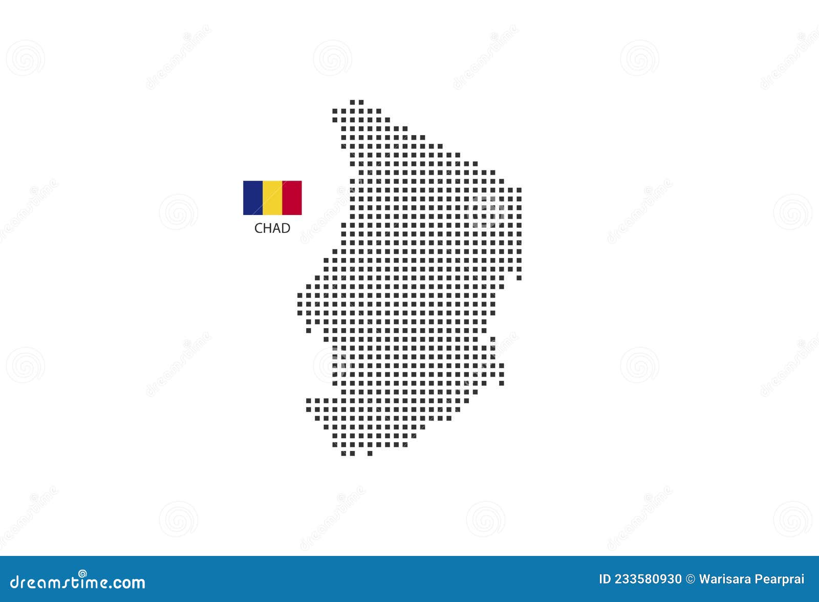 Vector Square Pixel Dotted Map of Chad Isolated on White Background ...
