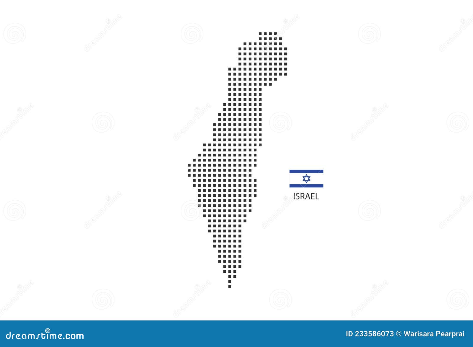 Vector Square Pixel Dotted Map of Israel Isolated on White Background ...