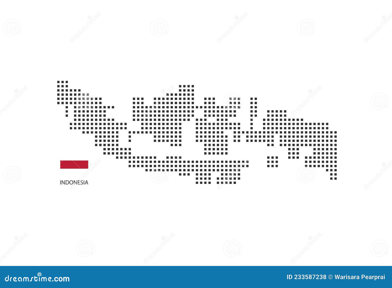 Pixel Map Of Indonesia. Vector Dotted Map Of Indonesia Isolated On ...