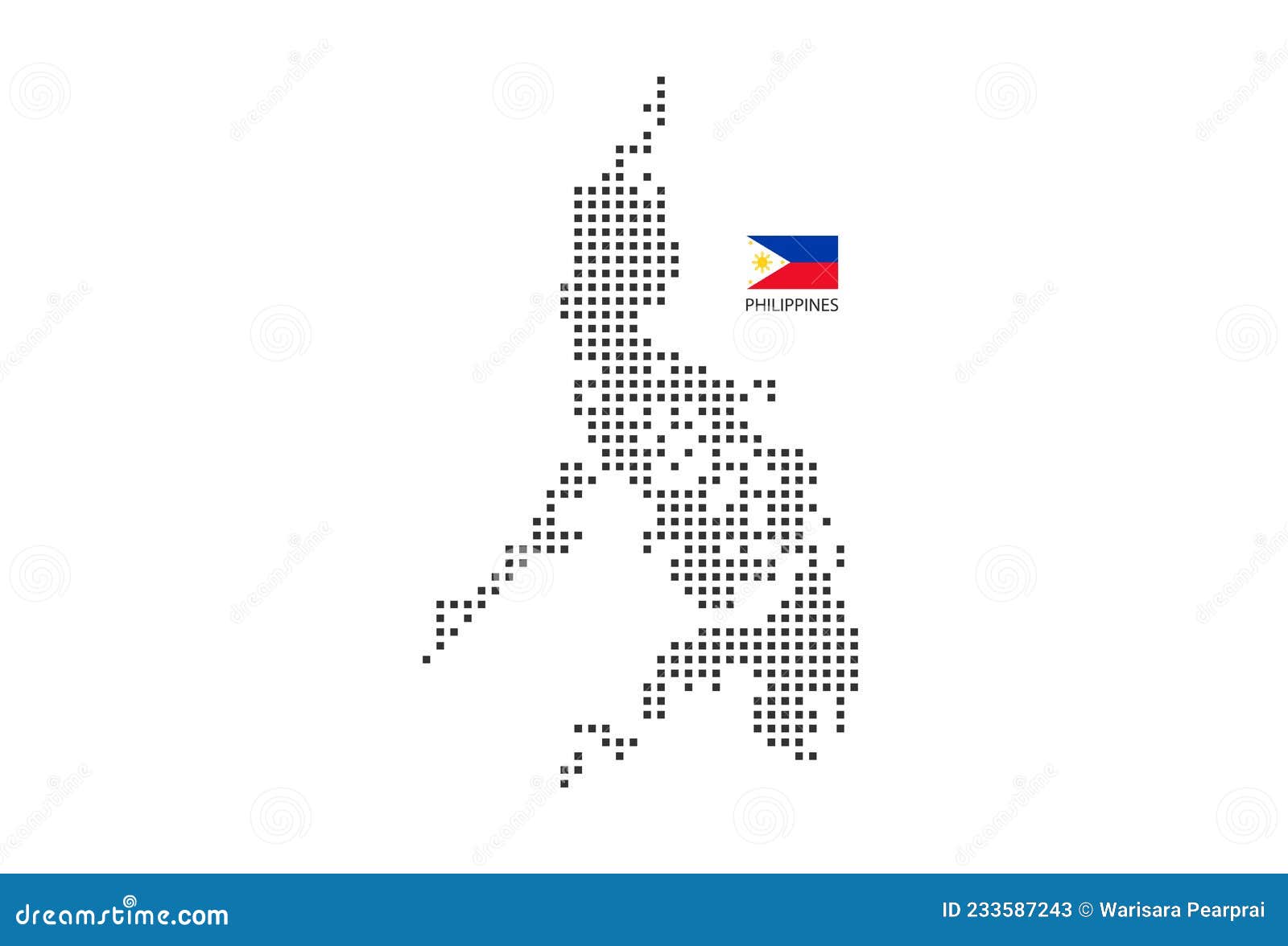 Vector Square Pixel Dotted Map Of Philippines Isolated On White ...