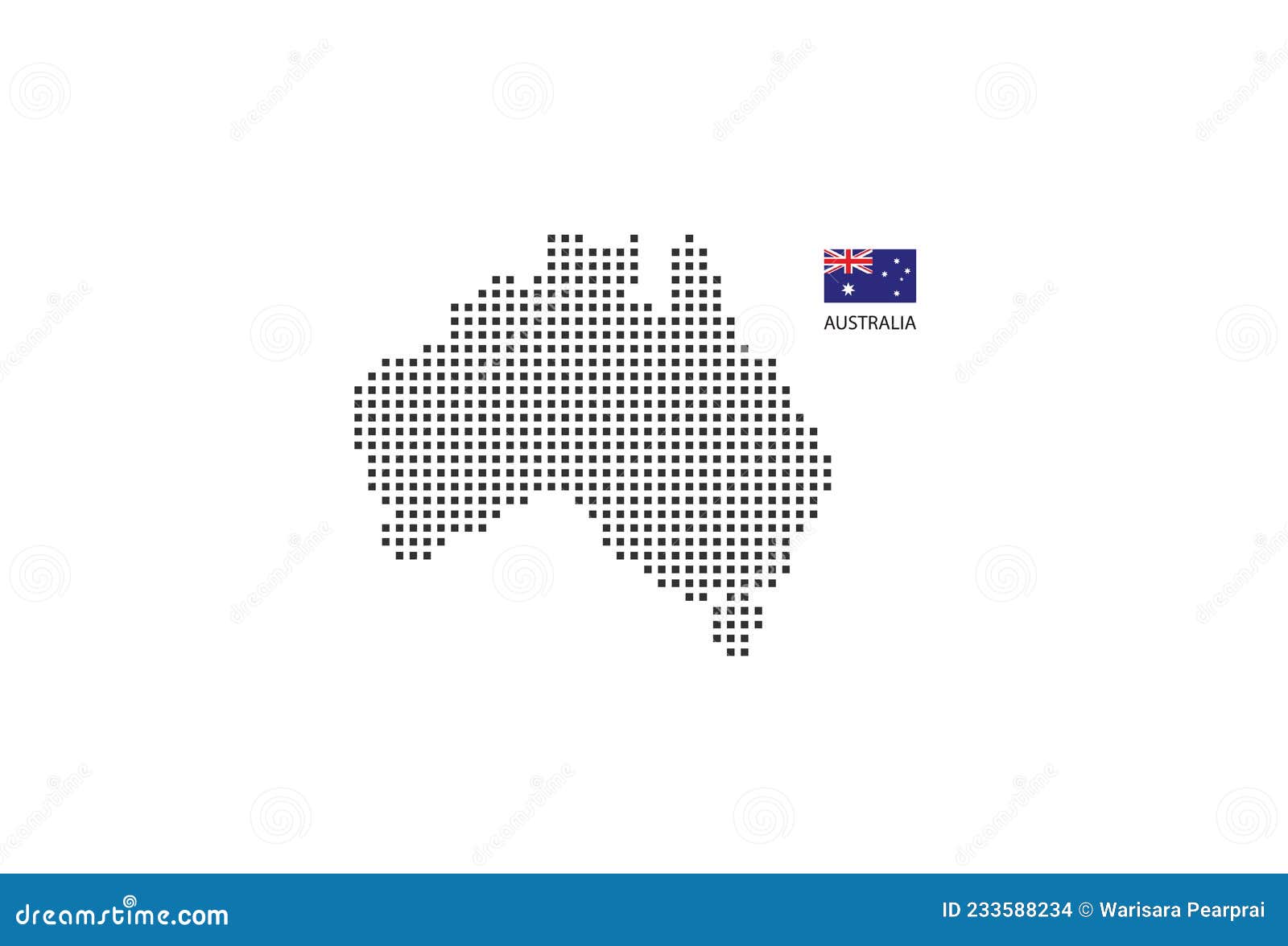 Pixel Map Of Australia. Vector Dotted Map Of Australia Isolated On ...