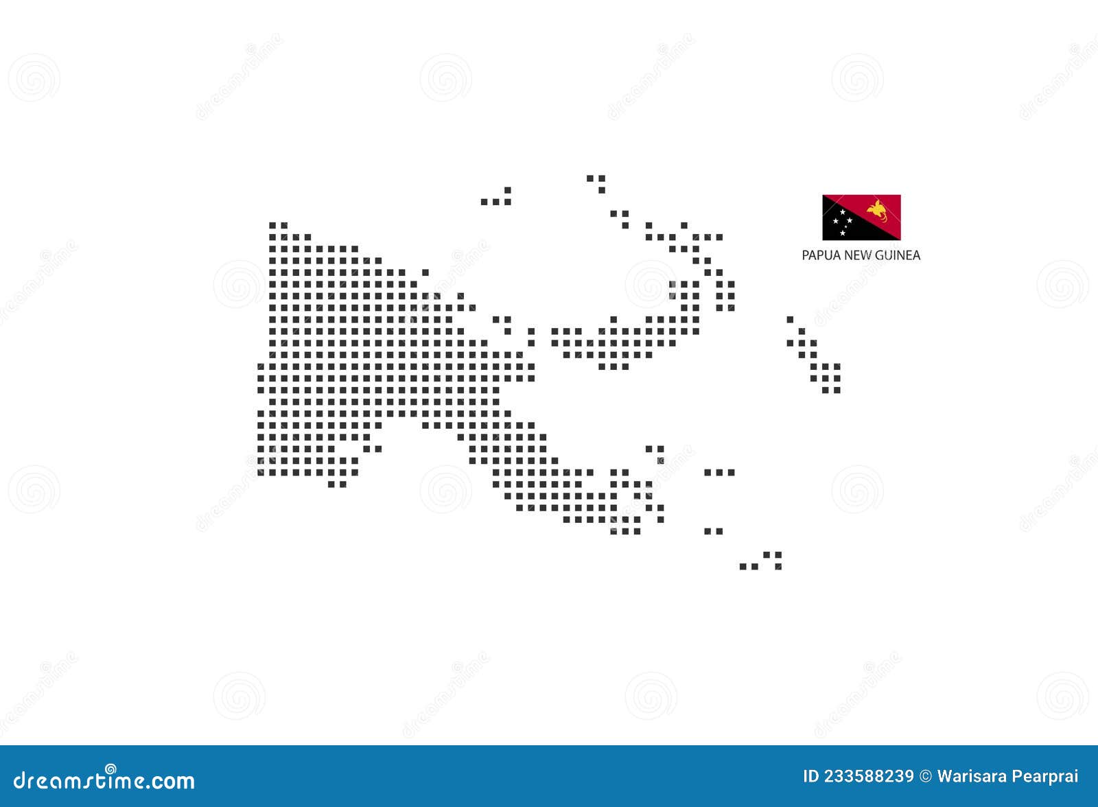 Vector Square Pixel Dotted Map of Papua New Guinea Isolated on White ...