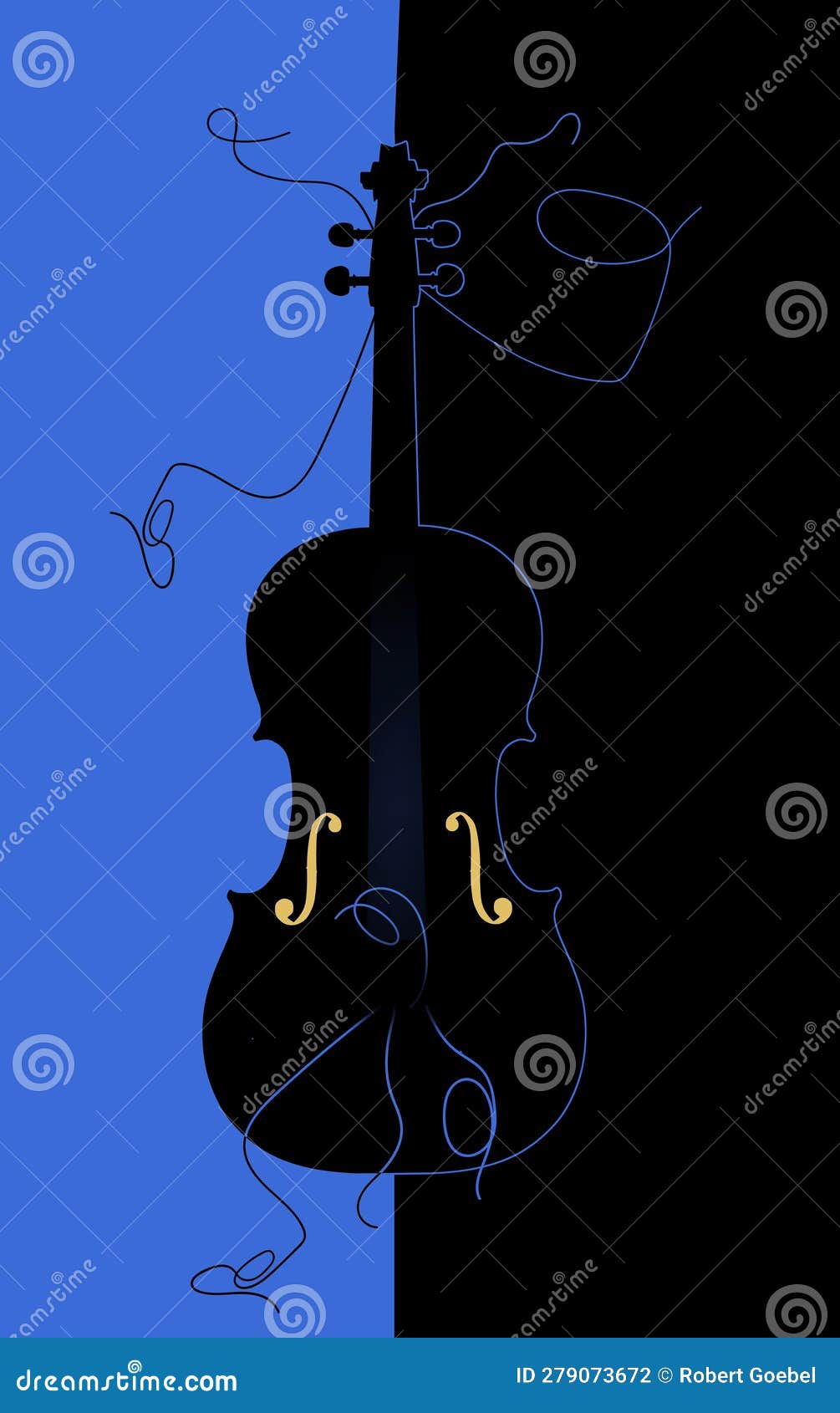 A Violin with Broken Strings is Seen in an Interesting Illustration ...