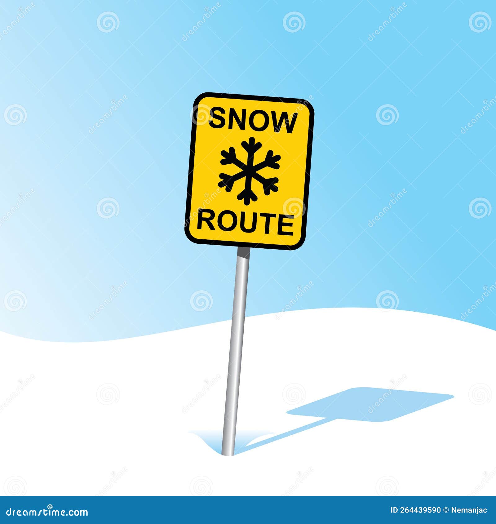 Warning Road Sign with Snowflake Stock Illustration - Illustration of ...