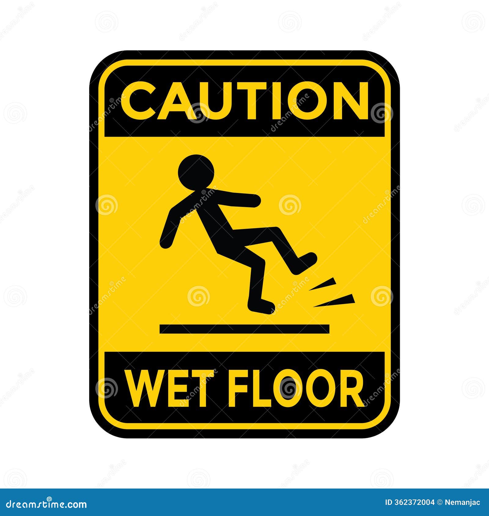 Man Slip, Wet Floor, Caution Stock Vector - Illustration of yellow ...