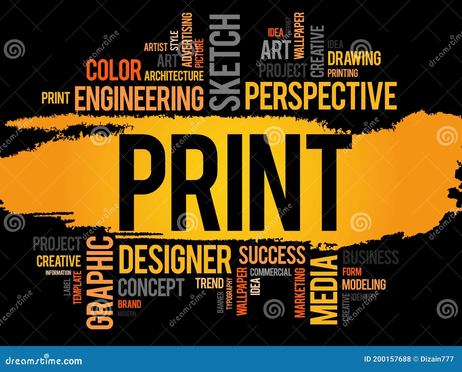 PRINT word cloud stock illustration. Illustration of publish - 200157688