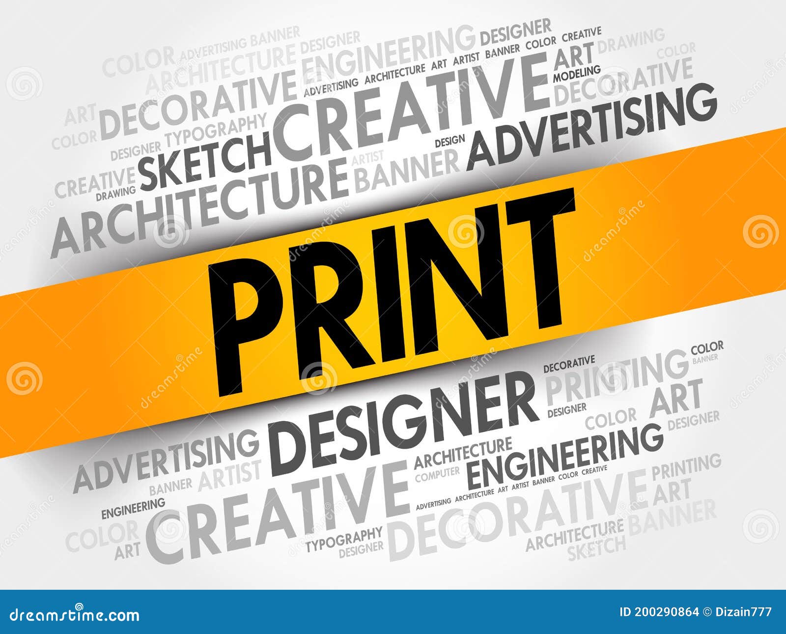 PRINT word cloud stock illustration. Illustration of article - 200290864