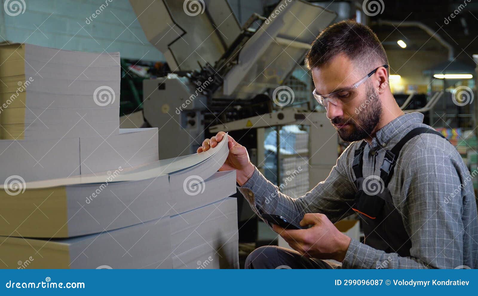 Print Worker Chooses Paper for Printing Stock Video - Video of business ...