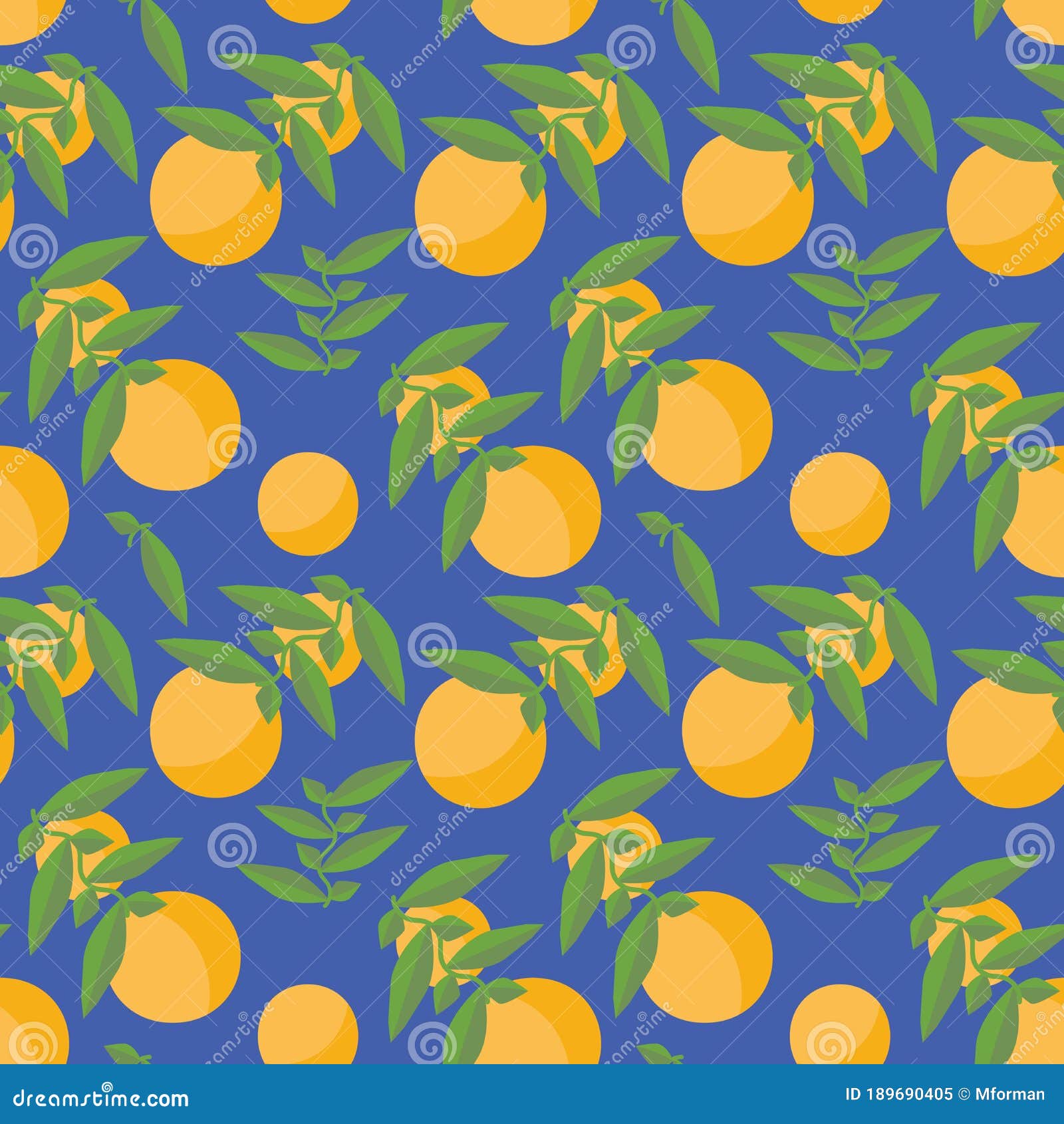 Seamless Repeat Pattern Orange Fruit with Leaves Close Up Stock Vector ...