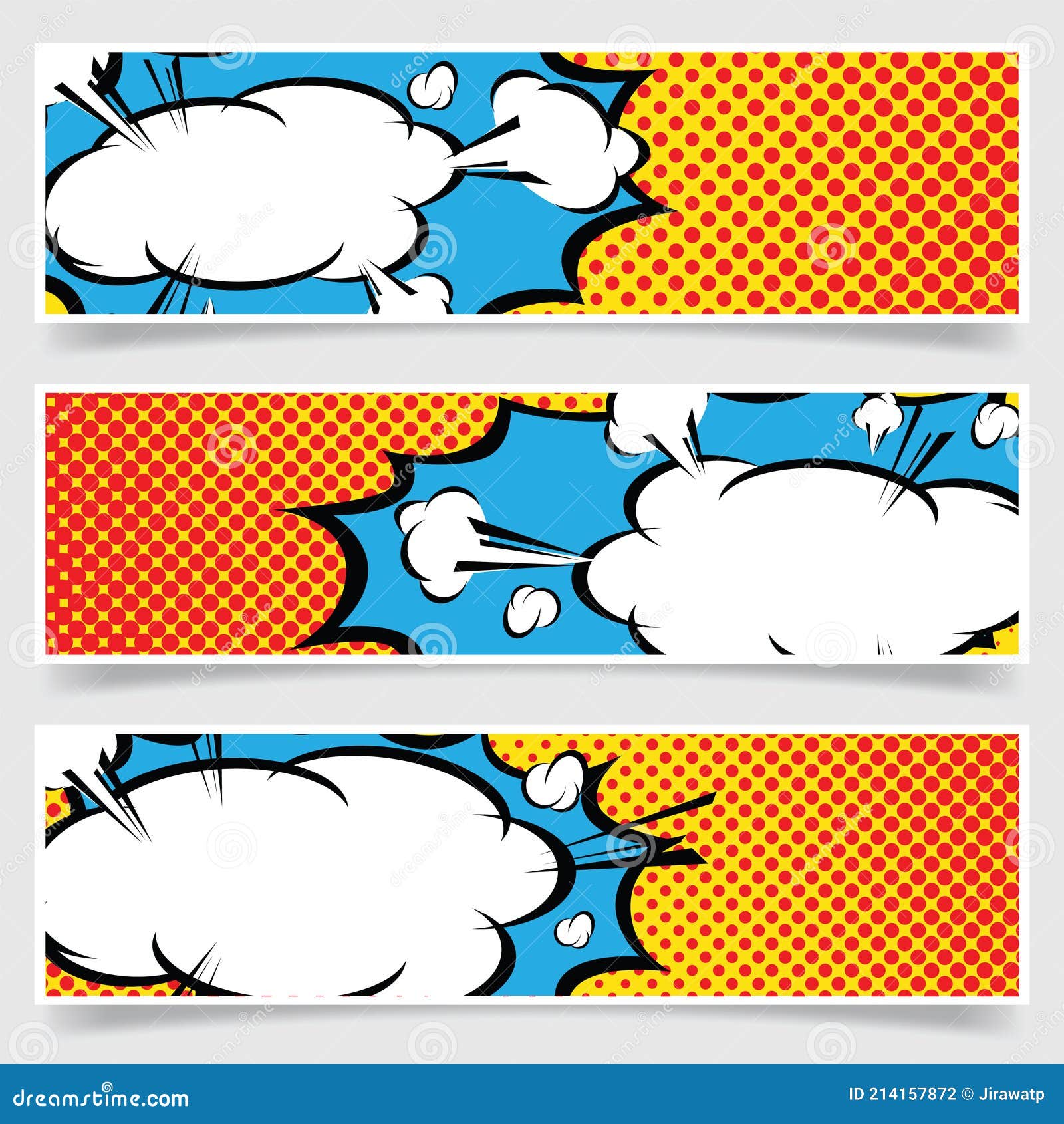 Yellow Background Pop-art Explosion Bubble Set. Stock Vector ...