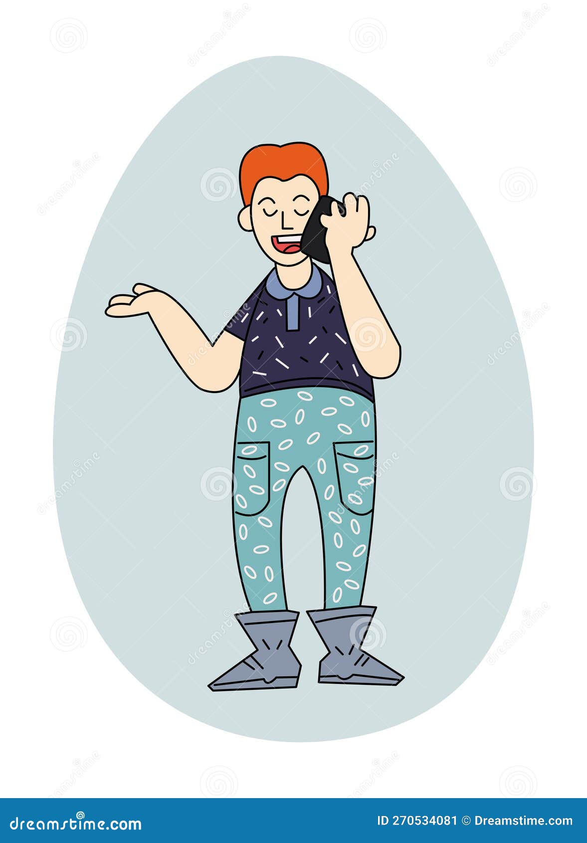 Young Cheerful Man Talking on the Phone. Stock Illustration ...
