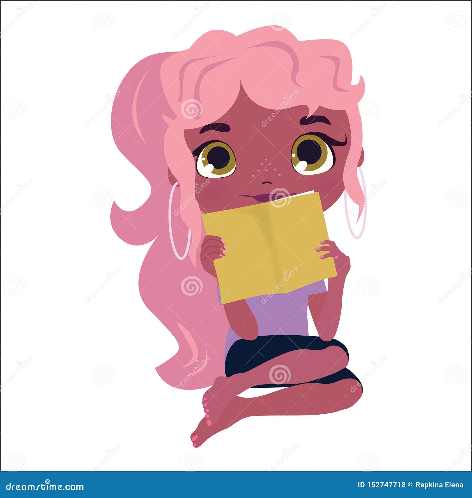 Girl with a book stock vector. Illustration of book - 152747718