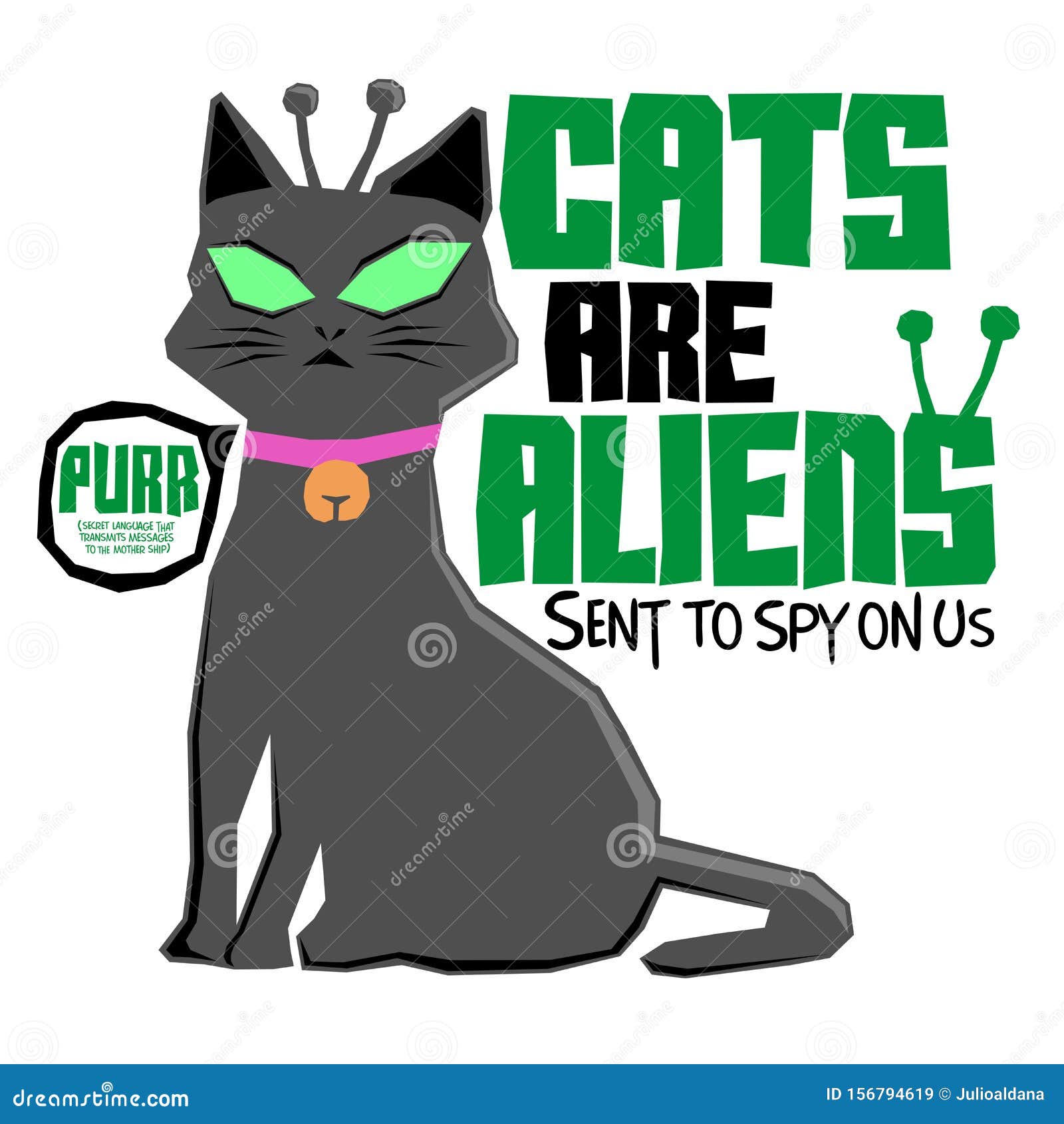 Cats Are Aliens Funny Vector Illustration, T-shirt Print Design ...
