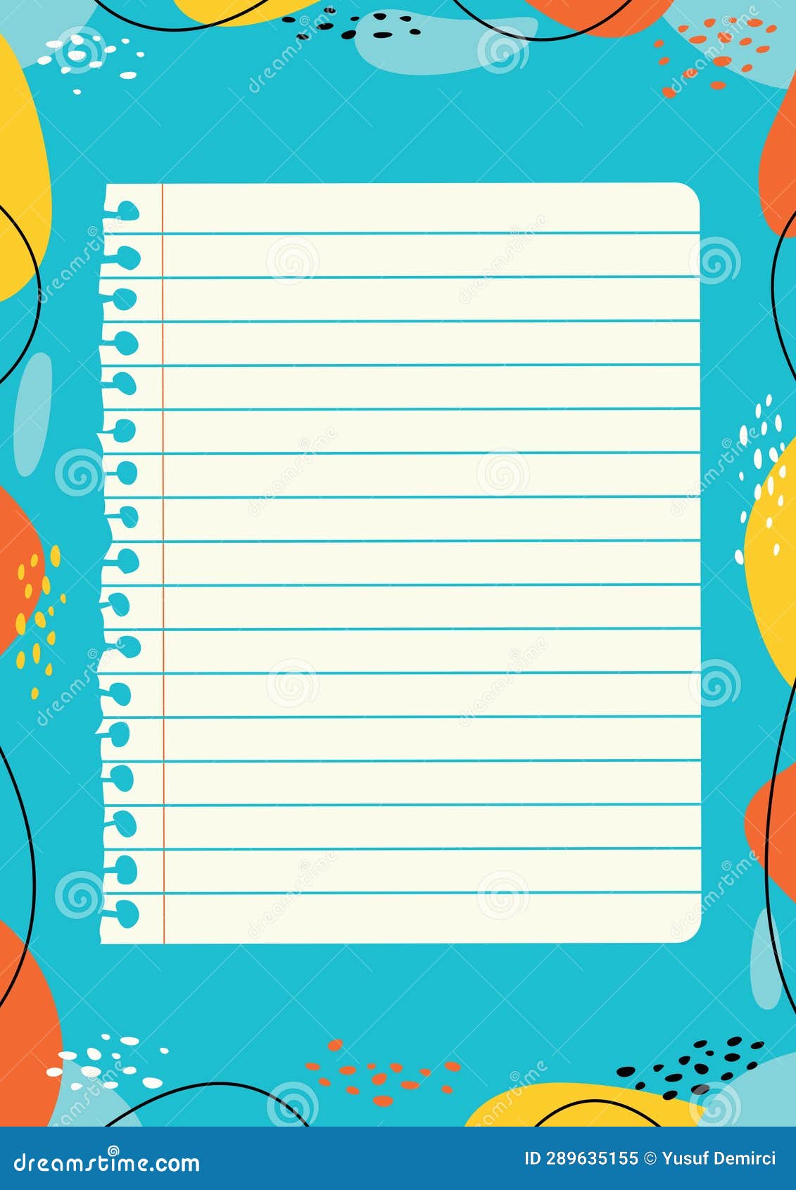 Printable Blank Page Template for Notes Stock Illustration ...