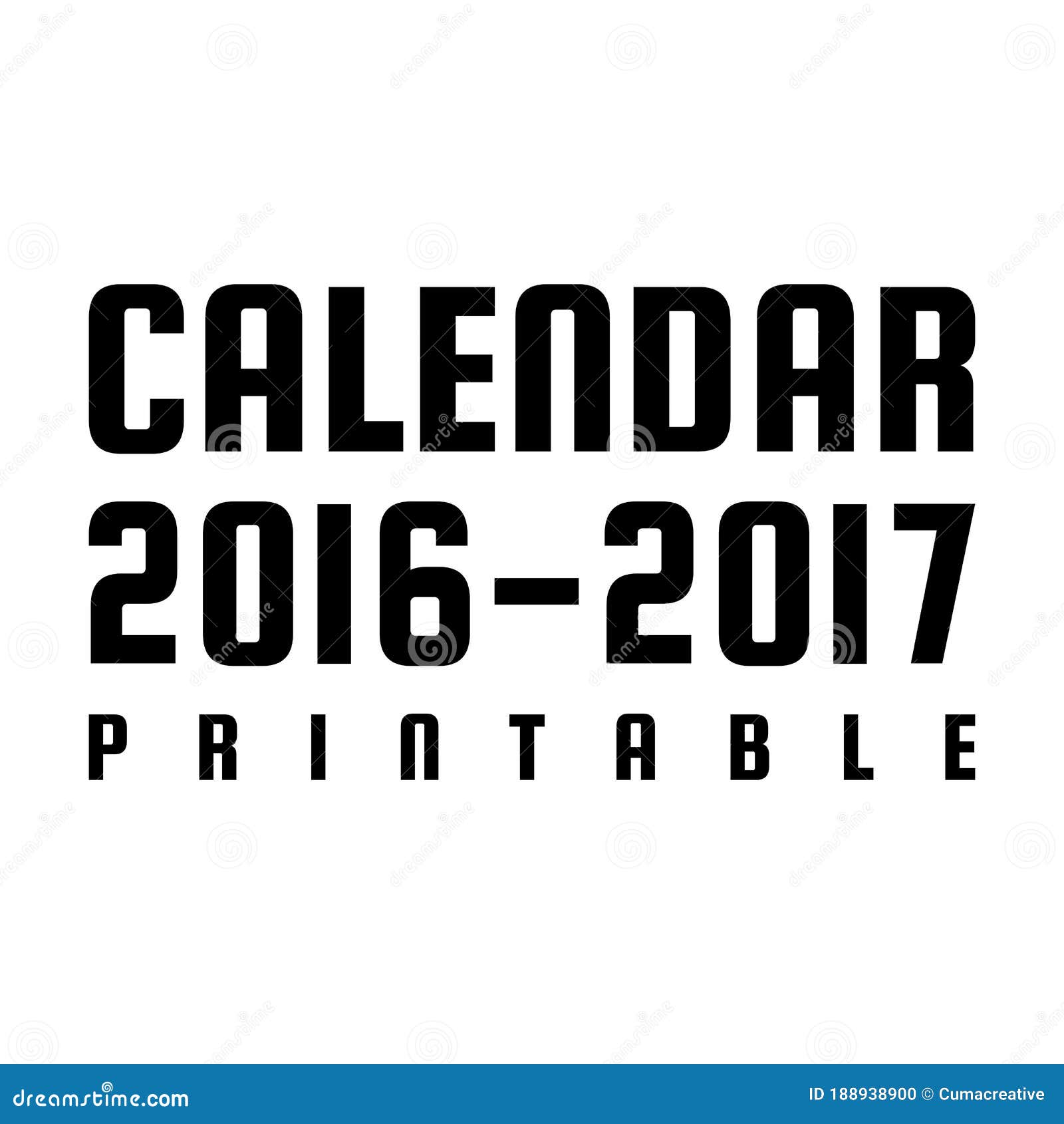 Printable Calendar 2016-2017 Text Sign. Vector Illustration Stock ...
