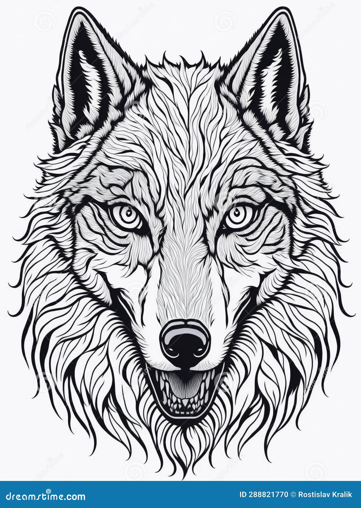 Coloring page of wolf face stock illustration. Illustration of artwork ...
