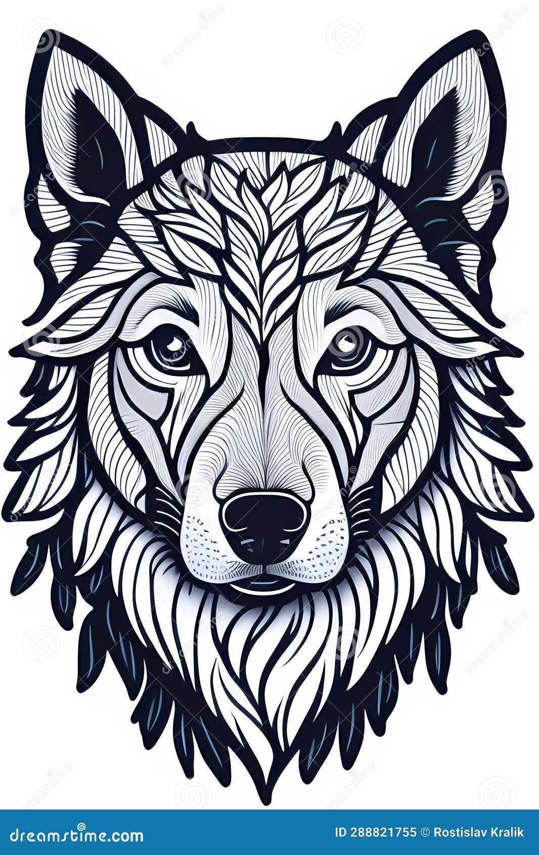 Coloring page of wolf face stock illustration. Illustration of wildlife ...