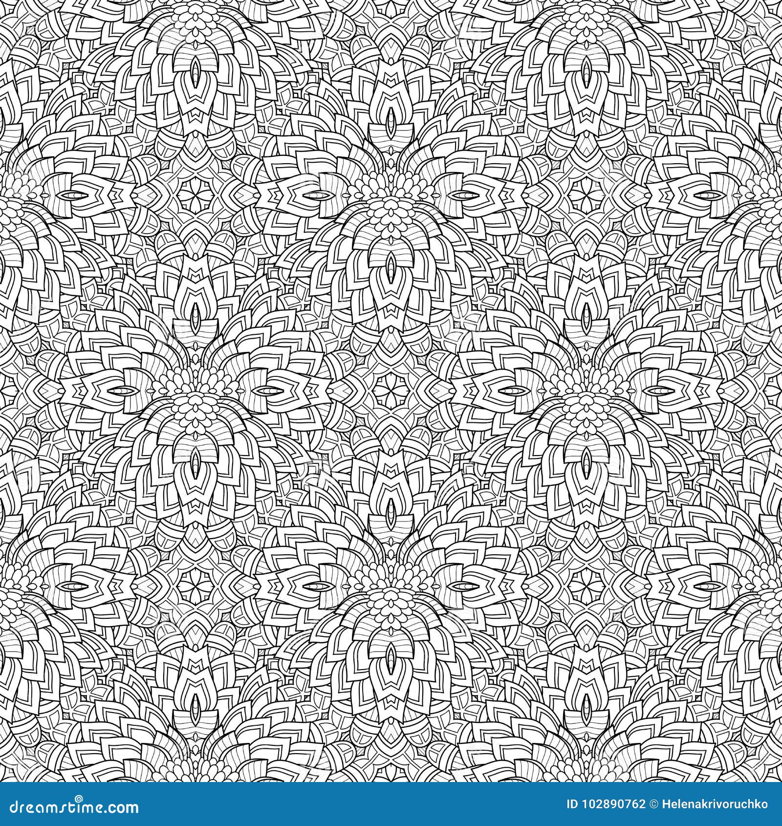 Vector Monochrome Seamless Pattern. for Coloring Stock Vector ...