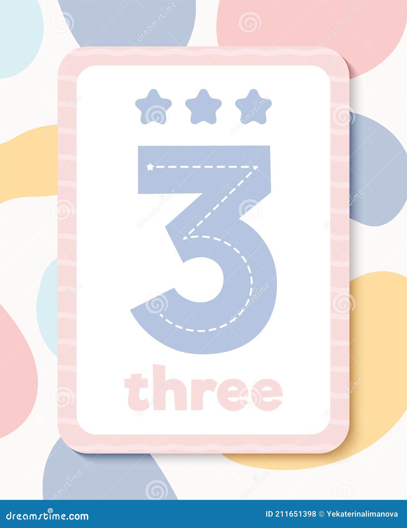 Printable Colourful Educational Number Flashcard. Cartoon Vector ...