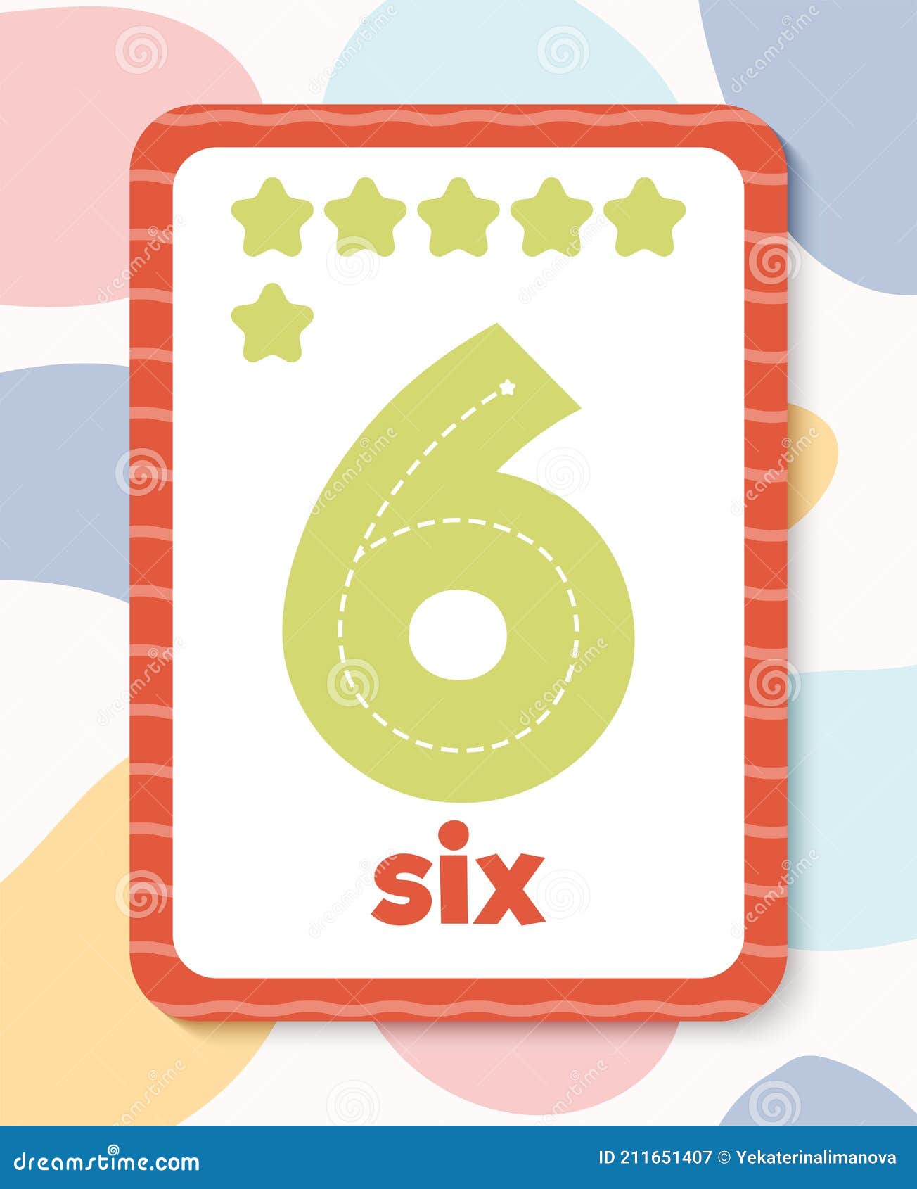 Printable Colourful Educational Number Flashcard. Stock Vector ...