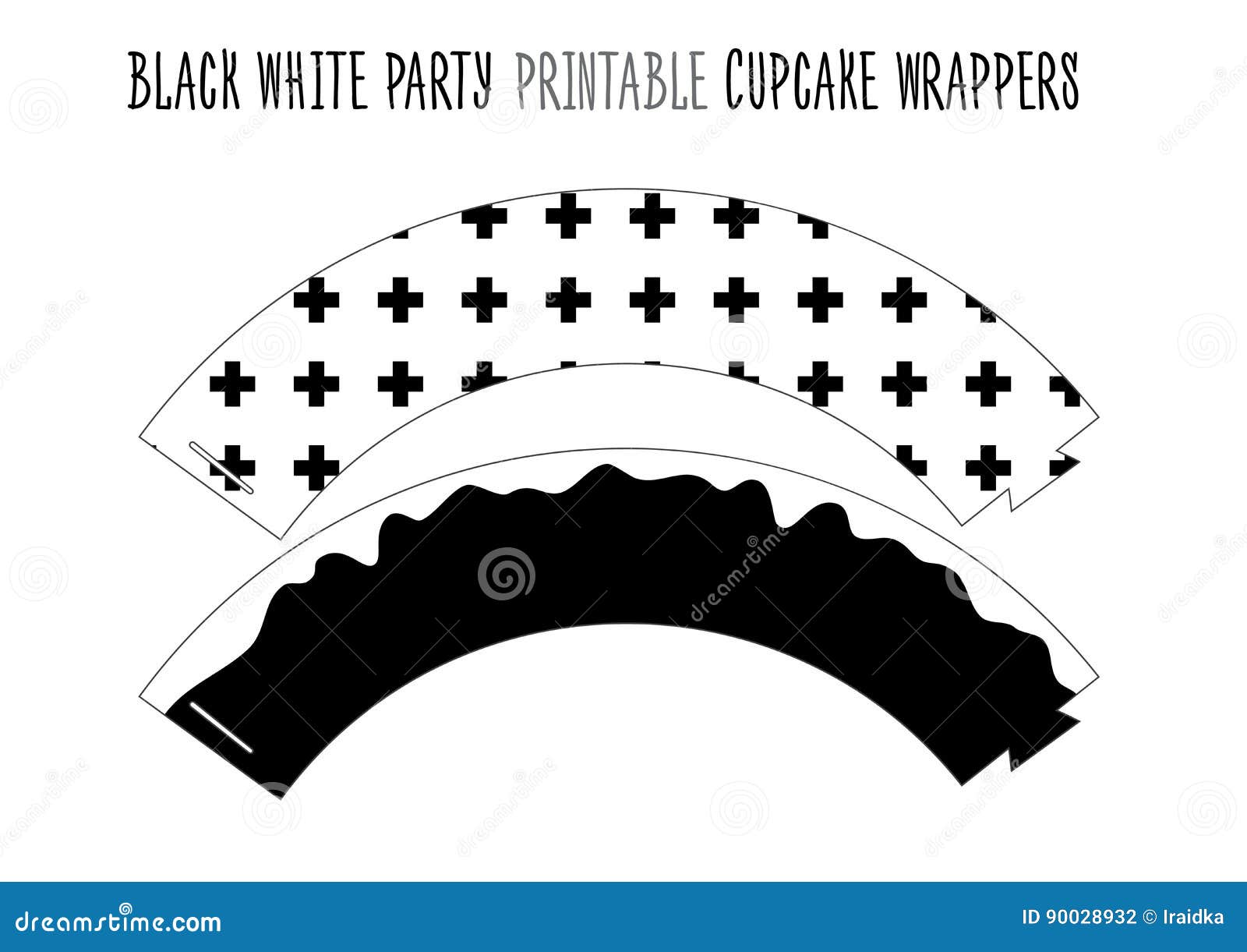 Printable Cupcake Wrappers for Black and White Party. Stock Vector ...