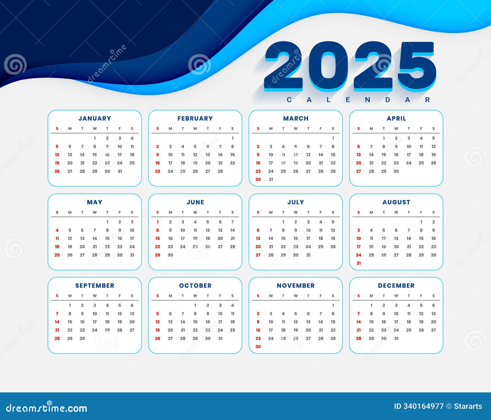2025 Event Planner Calendar Layout In Printable Design Cartoon Vector ...