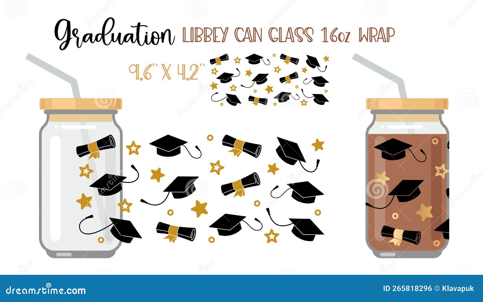 Printable Full Wrap for Libby Class Can. Pattern with Graduate Hat and ...