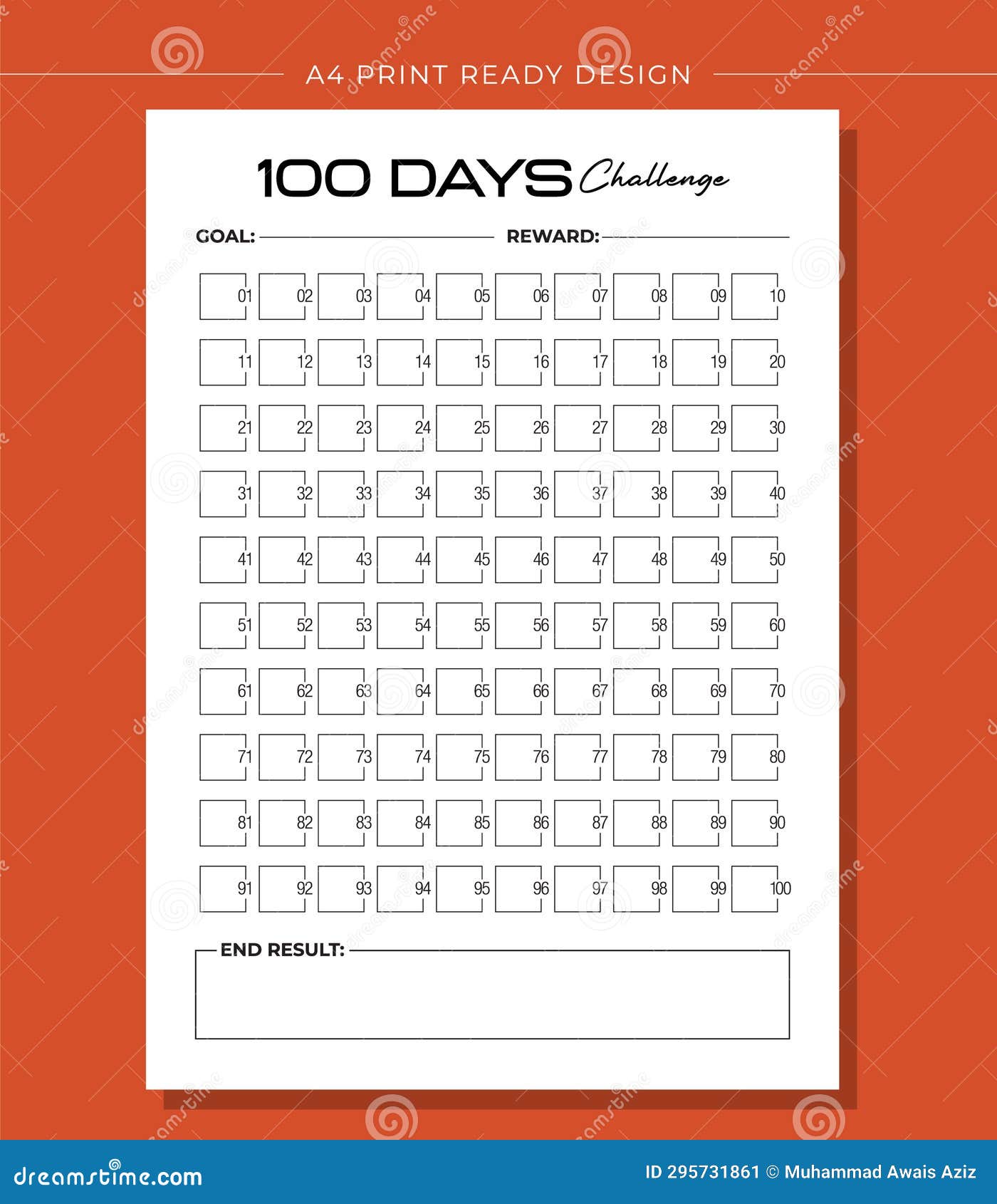 Printable KDP 100 Days Challenge Book Vector Design Template Stock ...