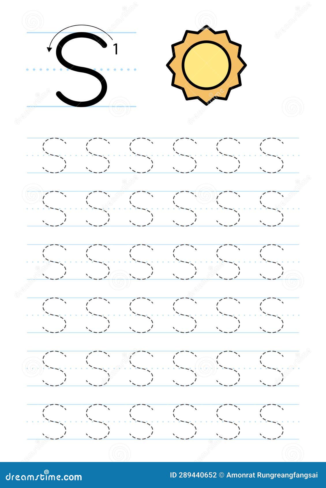 Printable Letter S Alphabet Tracing Worksheet Stock Vector ...