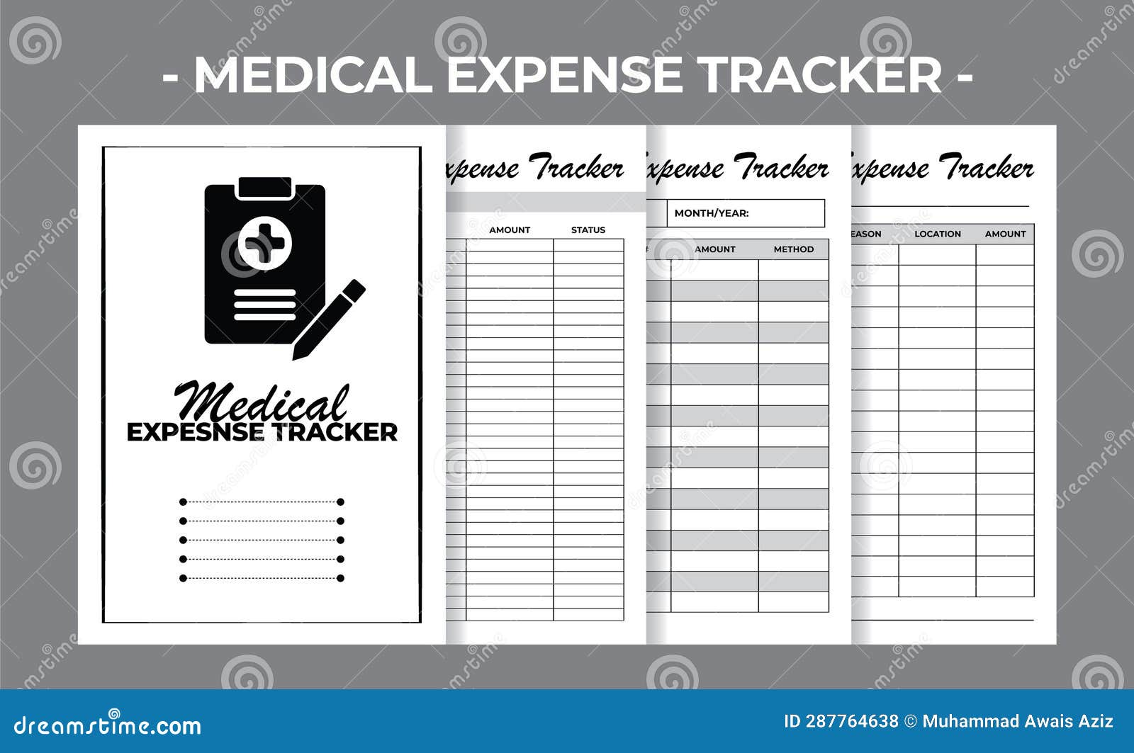 Printable Medical Expense Book Vector Design Template Stock Vector ...