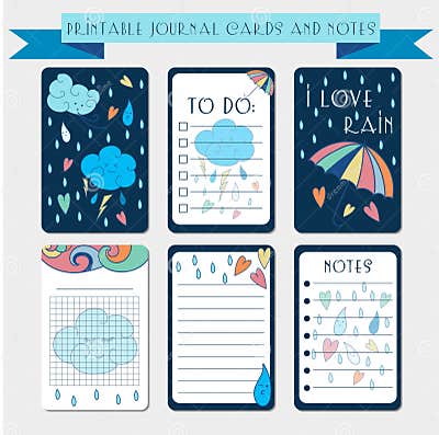 Printable Notes, Journal Cards with Autmun Illustrations. Template for ...
